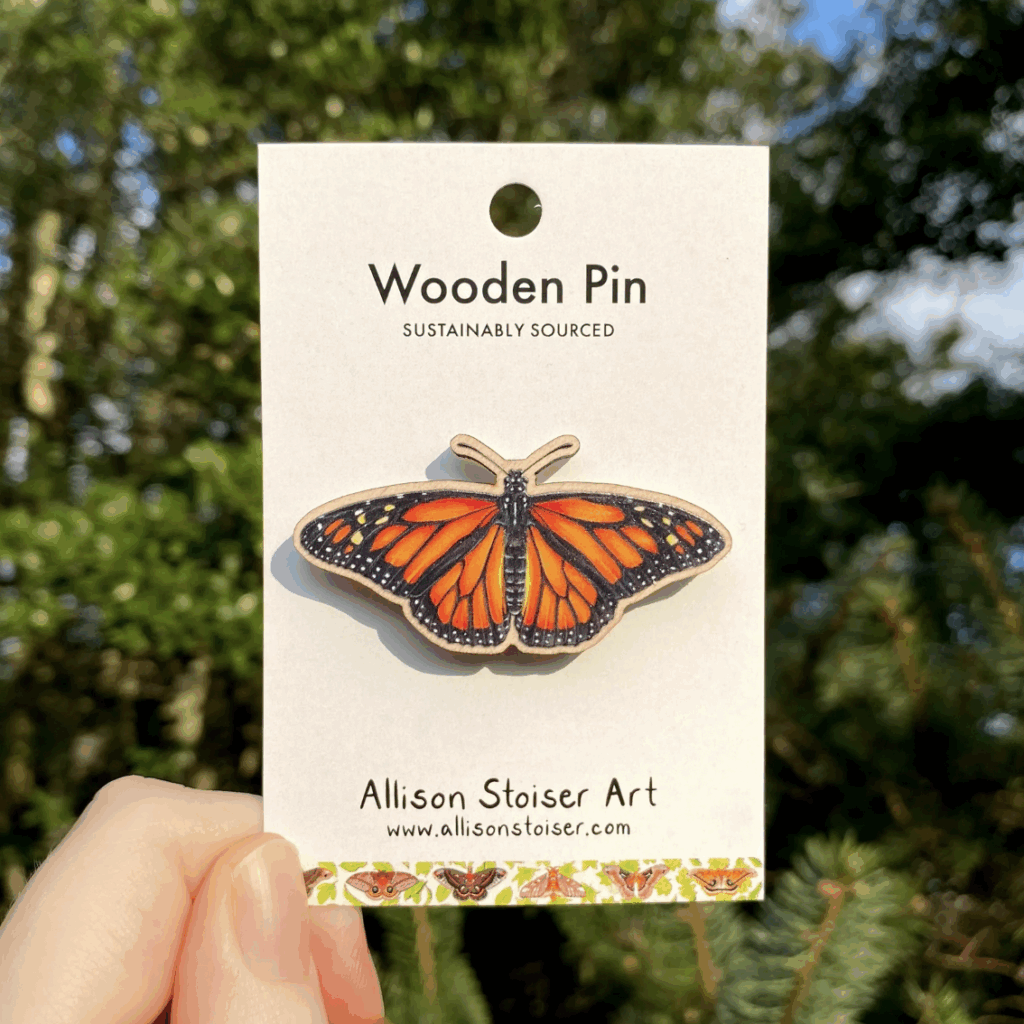 Monarch Butterfly Wooden Pin - Scarborough Land Trust